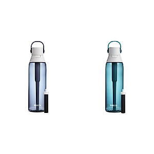 Brita Insulated Filtered Water Bottle with Straw, Reusable, BPA Free Plastic, Night Sky, 26 Ounce & Insulated Filtered Water Bottle with Straw, Reusable, BPA Free Plastic, Sea Glass, 26 Ounce