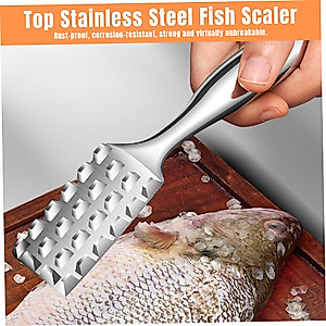 Fish Scaler 304 Stainless Steel Fish Scale Remover with 7.5'' Non-slip Handle and 24 Serrated Nails Portable Fish Descaler Tool Quick Fish Scaling Fish Scraper