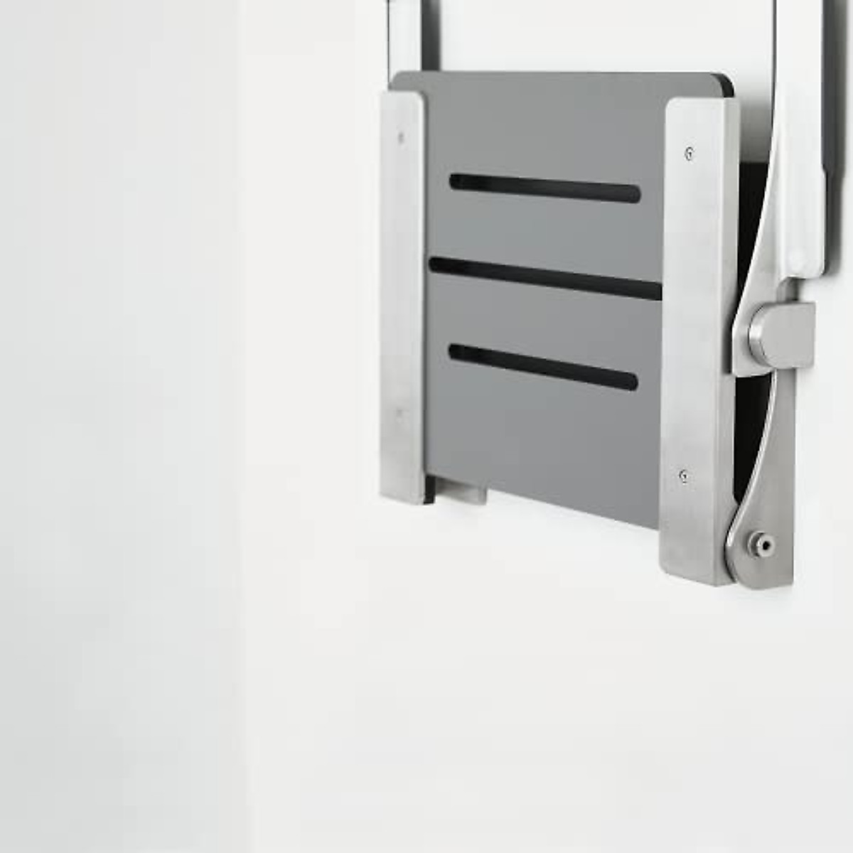 Seachrome Silhouette Comfort Folding Shower Bench Seat with Arms, Grey Seat with Silver Frame (SHAFAR-185155-PGS-S-SL-Sl)