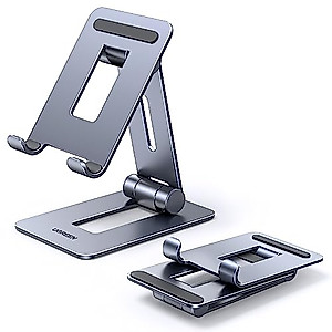 UGREEN Cell Phone Stand Desk Phone Holder Compatible with iPhone 15 14 13 12 Pro Max 11 XS Max XR X 8 Plus, Fully Adjustable Foldable Desktop Aluminum Smartphone Stand