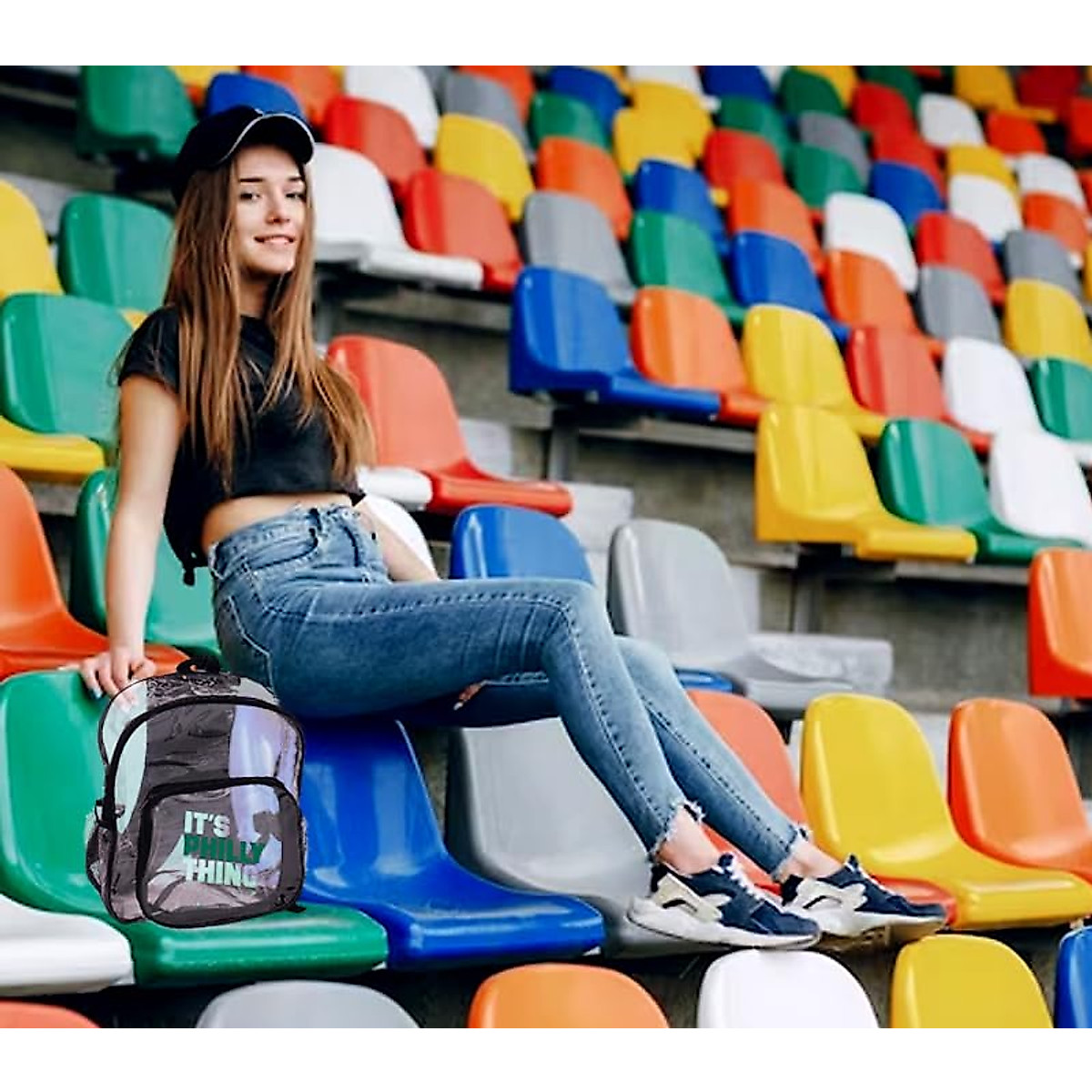 VOS It's Philly Thing - Philadelphia Clear Backpack, Heavy Duty & Transparent See Through Backpack, Perfect for Sporting Events, Concerts