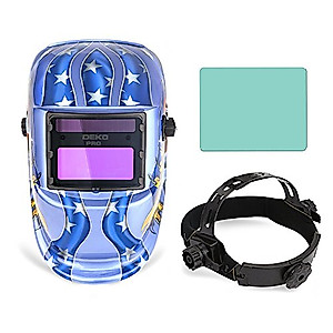 DEKOPRO Welding Helmet - Solar Power Auto Darkening Welding Helmet - Adjustable Shade Range 4/9-13 for Mig Tig - Arc Welder Mask (Blue Eagle)