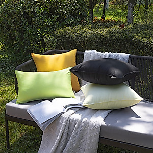 EMEMA Outdoor Waterproof Throw Pillow Covers Water Resistant Garden Chair Decorative Solid Cushion Case for Garden Couch Pet Sofa Home Decoration 20x20 Inches 50x50 cm Black, Pack of 2