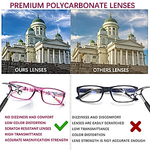 BONCAMOR 6 Pack Stylish Reading Glasses for Women Men Blue Light Blocking Square Spring Hinges Computer Readers (6 Mix-3, 2, diopters)