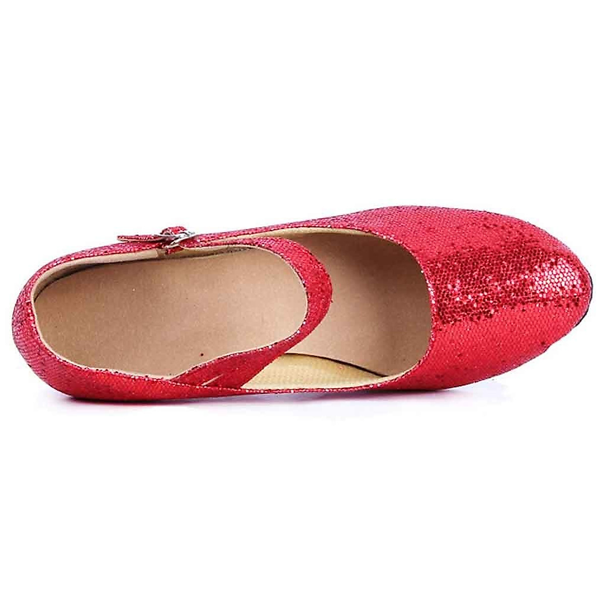 Mid-High Heels Glitter Dance Shoes Women Ballroom Latin Tango Dance Shoes Dance Heel (Red, 7)