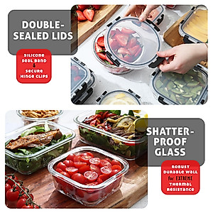 Nestl 24pc (12 Airtight, Freezer Safe Food Storage Containers and 12 Lids), Pantry Kitchen Storage Containers, Glass Meal Prep Container for Lunch, Glass Storage Containers with Lids Black