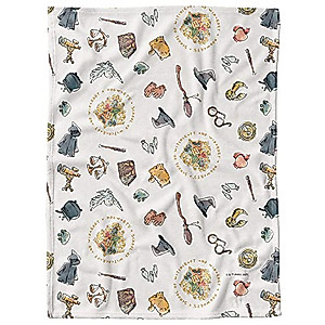Harry Potter Fleece Baby Blanket, 30"x40" Whimsical Icons, Unisex for Girls & Boys, Infants/Toddlers