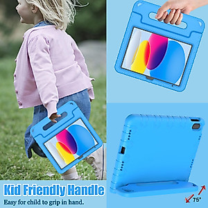 AVAWO iPad 10th Generation Case Kids 10.9 Inch 2022, iPad 10th Case with Built-in Screen Protector, Durable Shockproof Lightweight Protective Handle Stand 10.9" iPad 10th Gen Case Child Toddlers, Blue