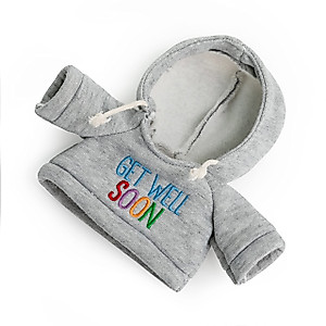 Ganz 9" Get Well Soon Teddy Bear with Gray Hoodie - Feel Better Gift for Kids & Women (Tan Nose Stuffed Animal)