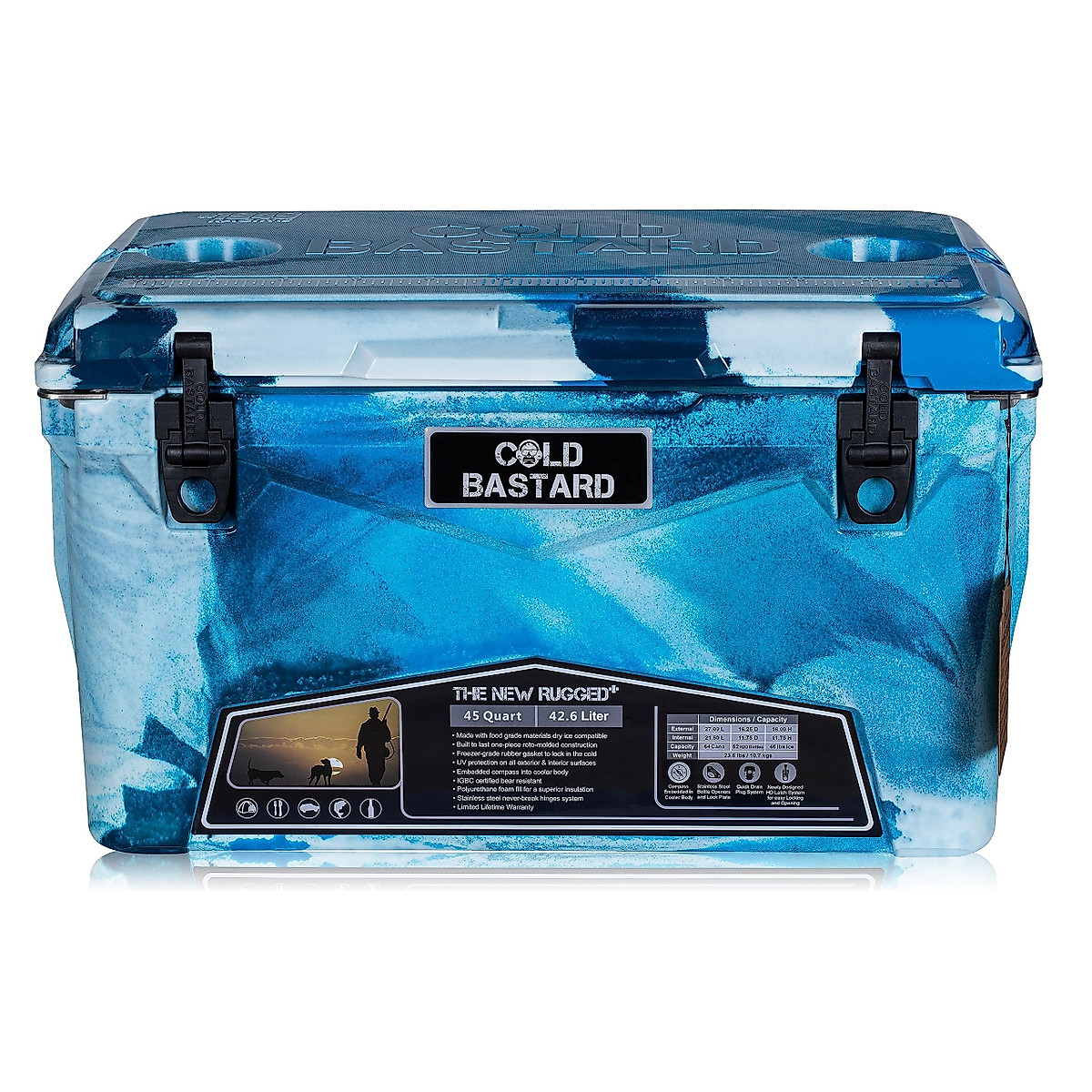COLD BASTARD COOLERS 45QT Cold Bastard Rugged+ CAMO Ocean Best Premium Ice Chest Cooler Accessories Free S&H (CB45-CO)