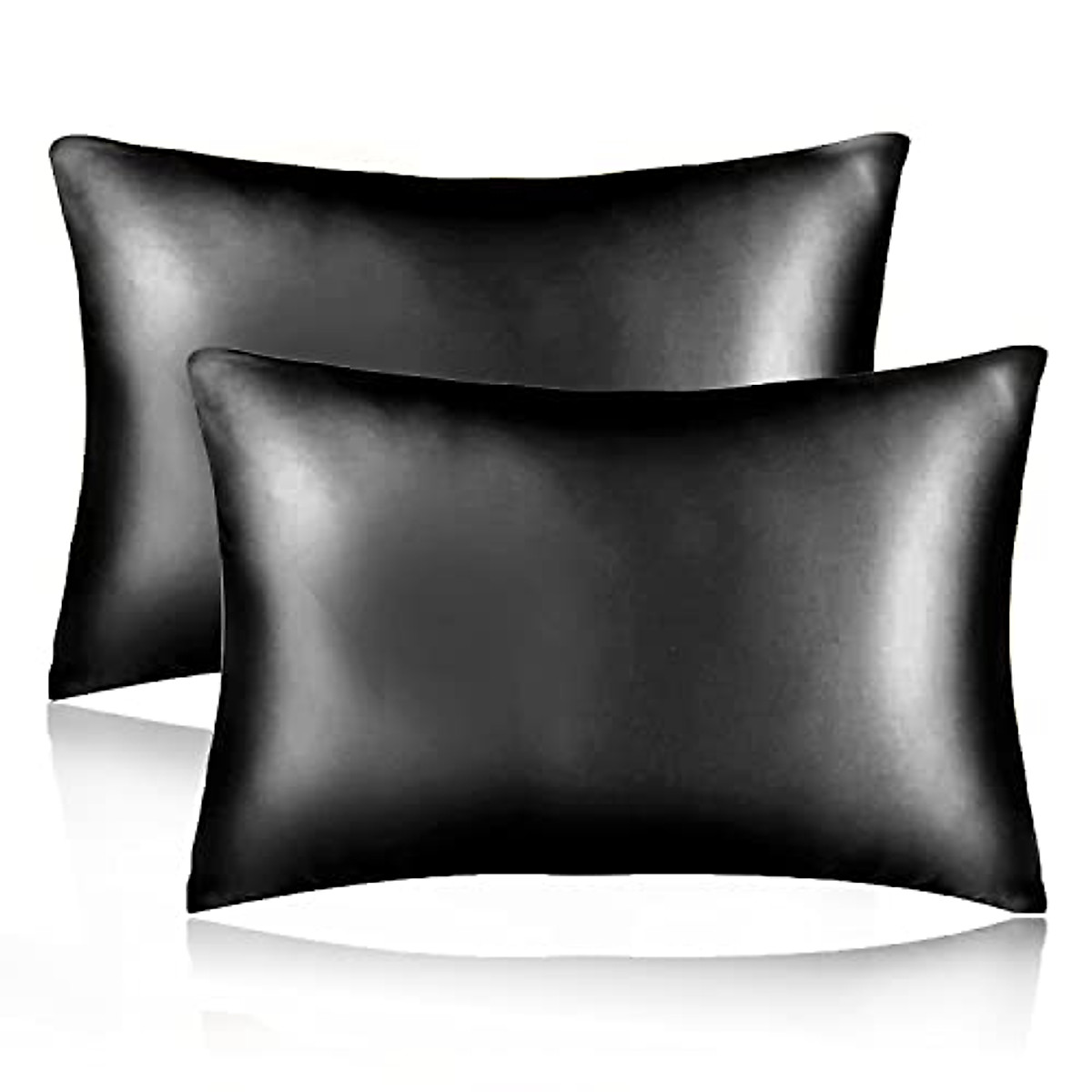 Sutuo Home Silk Pillowcase 2 Pack 100% Mulberry Silk Pillow Cases for Hair and Skin 6A Both Sides 19 Momme Natural Silk Pillow Cover Super Soft and Smooth Queen 20"x30" Black