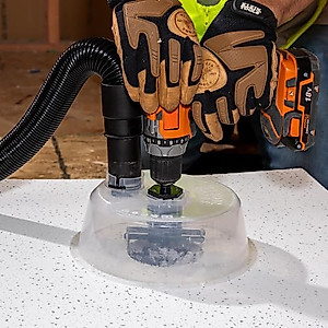 Klein Tools 53710 Hole Saw, Adjustable Circle Hole Cutter with Dustbowl, Integrated Vacuum Port, for Drywall and Ceiling Tiles, 2 to 7-Inch