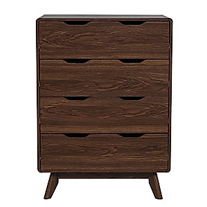 UEV Mid-Century Modern Dresser,4 Drawer Dresser Large Drawers,Chest of Drawers Storage Cabinet,Bedroom Storage Drawer Organizer for Closet, Living Room, Laundry Room(Walnut)