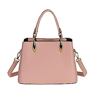 Pink Purses and Handbags for Women Vegan Leather Top Handle Tote Satchel Shoulder Bag with Crossbody Strap