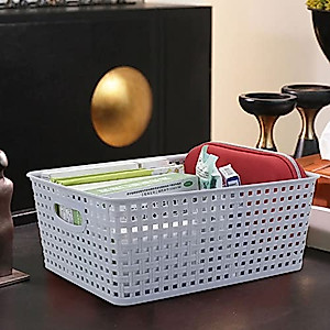 Rinboat Medium Plastic Storage Baskets with Handle, 4 Packs, G
