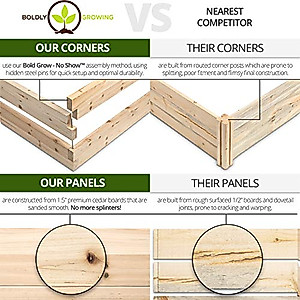 Cedar Raised Garden Bed Kit - Fast Assembly, No Tools Needed - 1.5" Thick Boards - (94.5" x 48" x 12") - Naturally Rot-Resistant Wood – by Boldly Growing