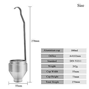 BAOSHISHAN Viscosity Cup 4mm Portable Aluminum DIN Immersion Viscosity Measuring Cup Din 4 Viscosity Cup According to DIN 53 211