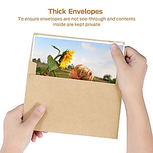 A7 Printable Brown Kraft 5x7 Envelopes 150 Pack, Ohuhu A7 5-1/4 x 7-1/4 Inch, Eco-Friendly A7 Envelopes for 5x7 Cards Invitation Wedding Chirstmas Photo Shower Birthday Party - Peel, Press & Self Seal
