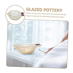 NOLITOY Mini Containers Home Ashtrays Fireplace Decor Decorative Matches Jar Pottery Match Holder Match Striker Holder Match Supplies Exquisite Matches Holder Match Container Storage Rack