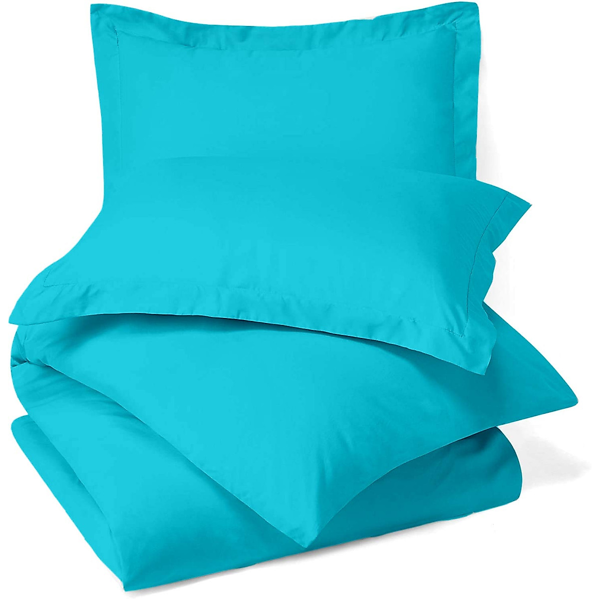 NICE LINEN BEDDING'S 800 Thread Count Cotton Duvet Cover Set 3-Piece -1 Duvet Cover Oversized King 98x120 Size and 2 Pillow Shams and Zipper Closure (Oversized King, Turquoise Solid)