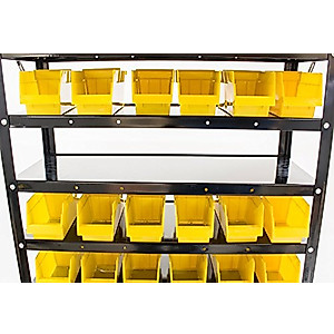 Erie Tools® TLPB60 60 Parts Bin Shelving Organize with Plastic Bins for Garage, Shop, and Home Storage