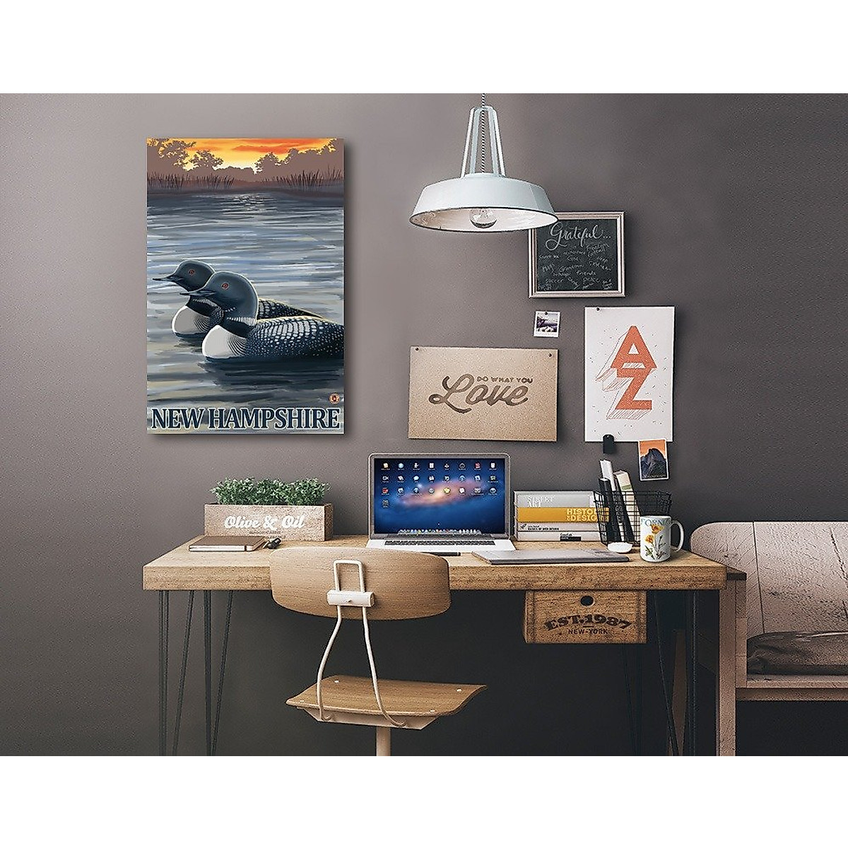 Lantern Press New Hampshire, Common Loon, (24x36 Wrapped Canvas, Wall Decor, Artwork)