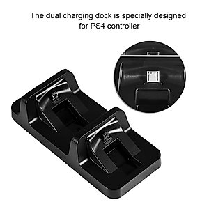 Richer-R Controller Charger for , Dual Charging Dock Docking Station Stand USB Charger for Playstation 4 Game Controller, Built-in Micro USB Adapter Port