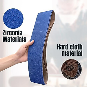 POWERTEC 4 x 36 Inch Zirconia Sanding Belts, 60 Grit Belt Sander Sanding Belt for Bench Sander, Belt and Disc sander, Woodworking, Metal Grinding, 3PK (443606Z-3)