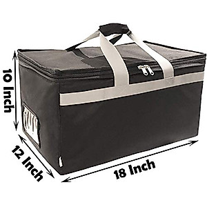 Insulated Delivery Bag Carrier, 18"x12"x10", Waterproof and Leakproof Interior, Uber Eats Doordash Restaurant Catering