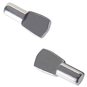 WINKING MOON 5mm Cabinet Shelf Pegs Spoon Shape Nickel Plated Metal Support Pins for Bookshelf Kitchen Furniture Adjustable Wood Shelves Holder (Pack of 80)