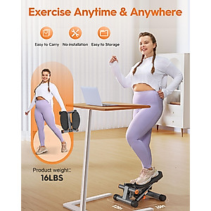 Niceday Steppers for Exercise, Stair Stepper with Resistance Bands, Mini Stepper with 300LBS Loading Capacity, Hydraulic Fitness Stepper with LCD Monitor