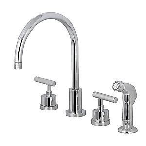 Kingston Brass KS8721CML Manhattan Widespread Kitchen Faucet, 7-7/8-Inch, Polished Chrome
