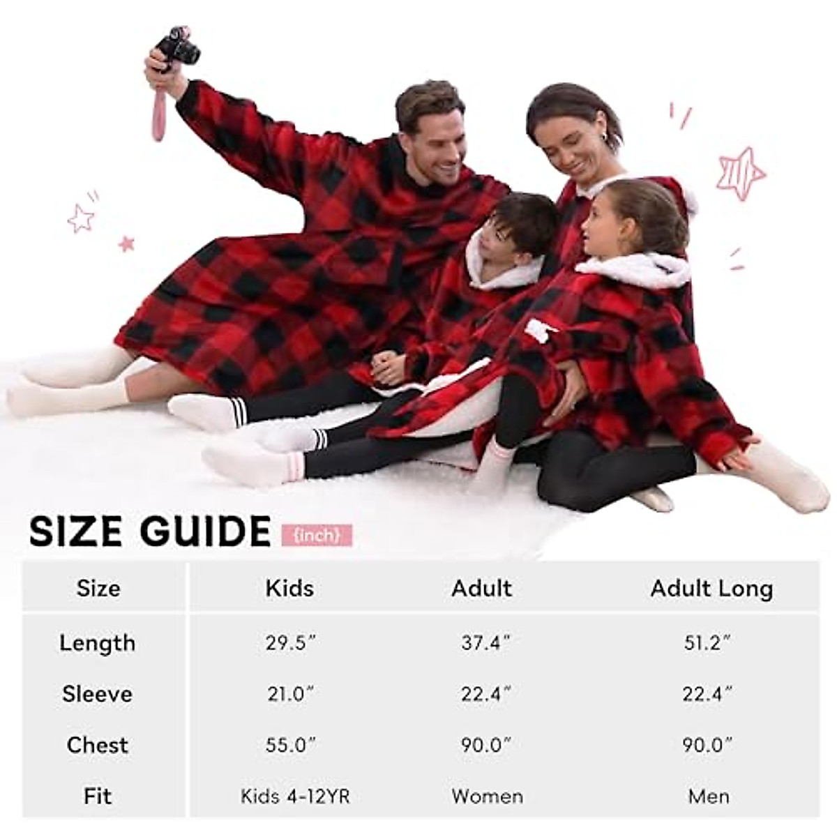 Zando Wearable Blanlet Hoodie Oversized Blankets Winter Blacnket Original Blanket Comfy Sweatshirt for Women Cozy Sherpa Blanket Pocket Blanket Christmas Gifts Print Rainbow Adult