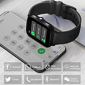 Smart Watch for Android Phones iPhone Compatible 1.7''Full Touch Screen Call Receive/Dial Smartwatch Fitness Tracker with Music, Blood Oxygen, Heart Rate and Sleep Monitor for Women Men