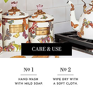 MacKenzie-Childs Butterfly Garden Canister with Lid, Decorative Food Canister, Medium, 1 Count (Pack of 1)