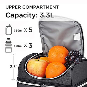 Tirrinia Insulated Lunch Bag, Leakproof Thermal Bento Lunch Box Tote for Women, Men, Adults Work Office Cooler Bag, 10.2" x 7.5" x 9", Black