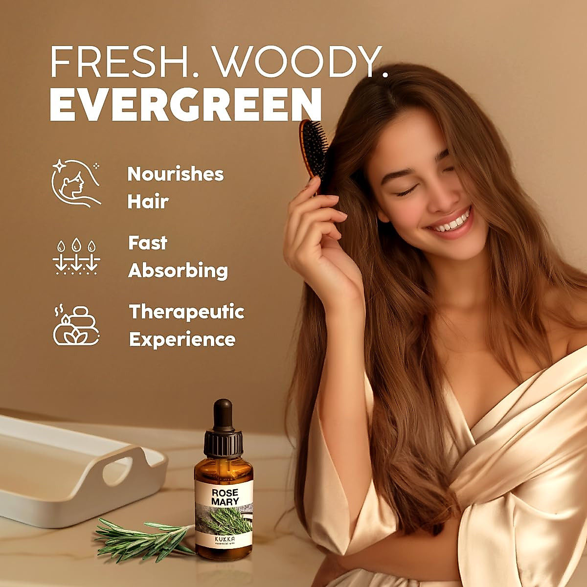 Kukka Rosemary Oil for Hair - 100% Natural Rosemary Hair Oil - Rosemary Essential Oils for Skin, Diffuser & Aromatherapy - Soap Making & DIY (4 Fl Oz).