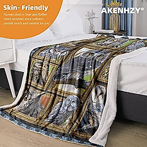Owls Gifts for Women Men, Owls Print Fleece Throw Blanket, Soft Cozy Flannel Blankets and Throws for Couch Bed Sofa Living Room Decor, Lightweight Warm Plush Blanket for All Season 50" x 60"