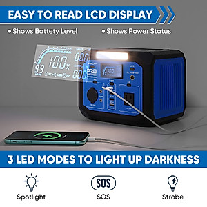 Prostormer Portable Power Station, 201.6Wh Backup Lithium Battery with 110V/240W AC Outlet, Solar Generator (Solar Panel Not Included), LED Lighting for Outdoors Camping Travel Hunting Emergency