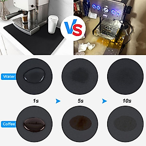 KinHwa Coffee Mat Coffee Bar Mat - Hide Stain Absorbent Rubber Backed Quick Drying Mat Coffee Matt For Counter-Coffee Bar Accessories Fit Under Coffee Maker Coffee Machine (Black,12"X20")