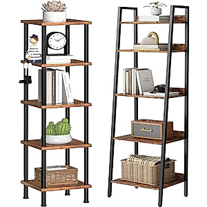 Homedawn 5-Tier Corner Shelf & 5-Tier Ladder Shelf with Steel Frame