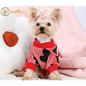 Dog Pajamas for Small Dogs Girl Boy Fall Winter Warm Dog Onesie Pjs Cold Weather Puppy 4 Legged Sweater Clothes for Chihuahua Yorkie Teacup Jumpsuit Cute Pet Outfits Apparel Coats (X-Small, Love)