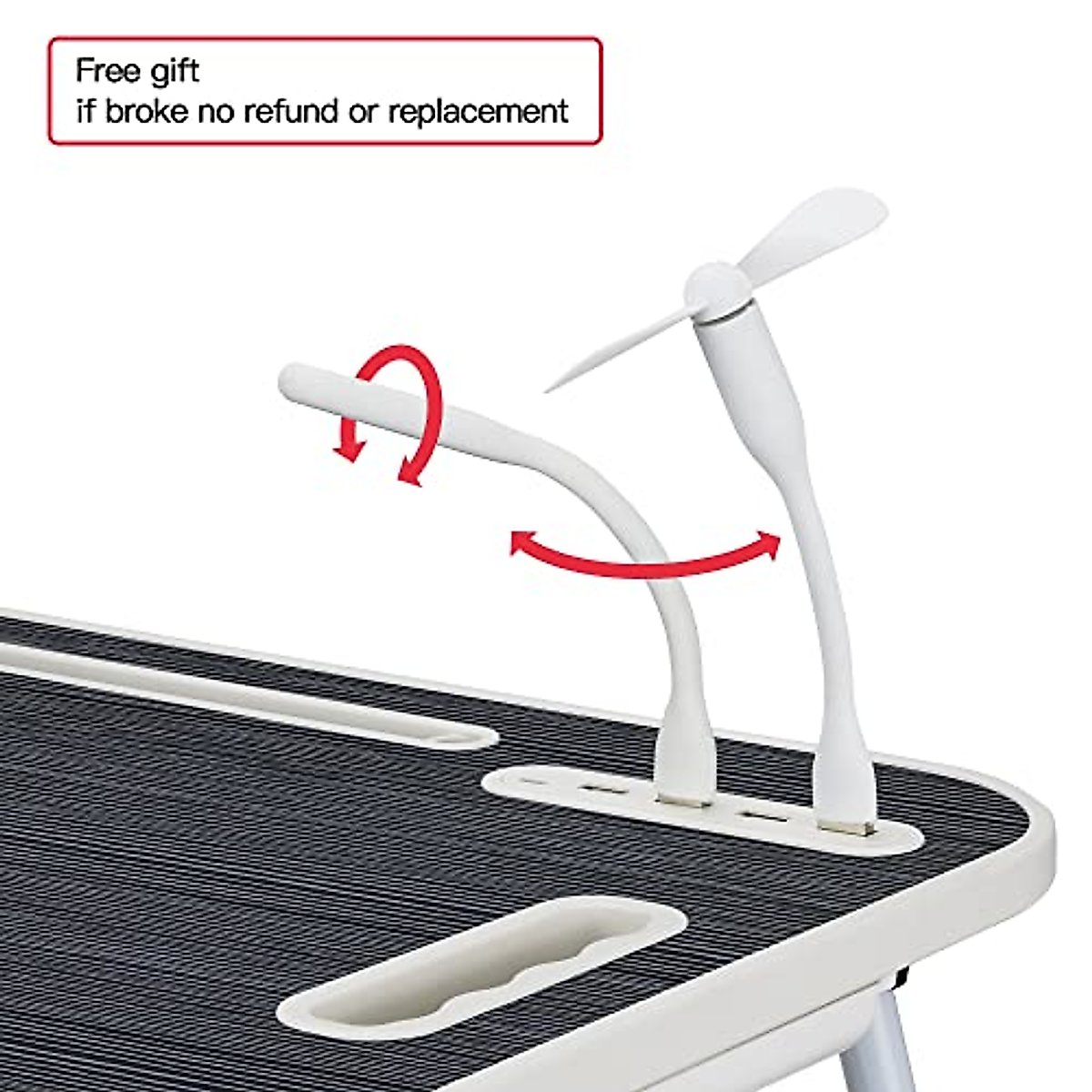 TZT 23.5" Portable Laptop Desk ,Laptop Stand for Bed with USB Charge Port, Laptop Desk for Bed ,Multi-Function Notebook Stand for Working, Reading (Gray)