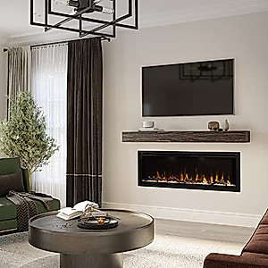 Modern Ember Aerus 60 Inch Smart Linear Electric Fireplace - Recessed in-Wall and Wall-Mount, Multiple Flame Colors, Compatible with Alexa and Google Assistant