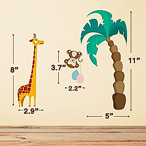 Wall Decals for Kids - Safari Adventure Decorative Peel & Stick Animal Wall Art Sticker for Baby's & Kids Room, Nursery, Classroom, Playroom, and Party Decorations - 55 PCS