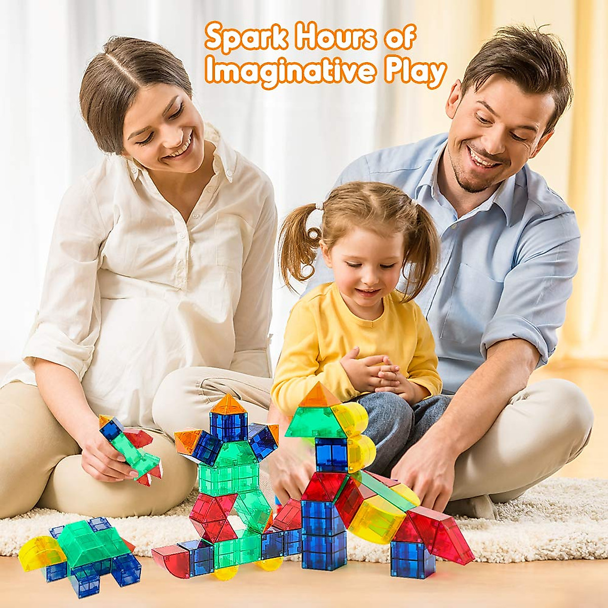 VATOS Magnetic Building Blocks 3D STEM Magnet Tiles Building Toys for Kids 44 PCS Creativity Educational Cubes Develop Motor Skills Montessori Sets Gift For Toddlers Boys Girls age 3 4 5 6 7+ Year Old