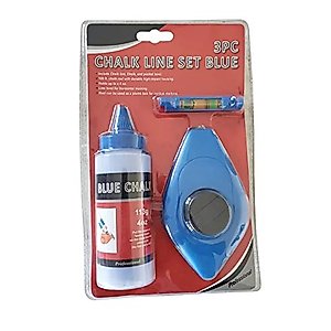 Professional EZ Travel Collection Chalk Line Reel Level and Powder Chalk Set (BLUE CHALK)