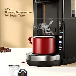 Teglu 2024 Hot and Iced Coffee Maker Single Serve for K Cup and Ground Coffee, Iced Coffee Machine with 30oz Removable Water Reservoir, Brews 6 to 14oz Cup Size, Fits Travel Mug, Black