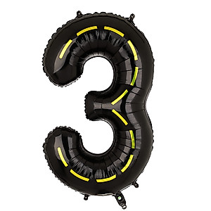 Construction Balloons 40 Inch Construction Number Balloon 3 Black Construction Truck Themed Bulldozer Dump Truck Foil Mylar Balloon Three Years Old Baby 3rd Birthday Party Decor Supplies