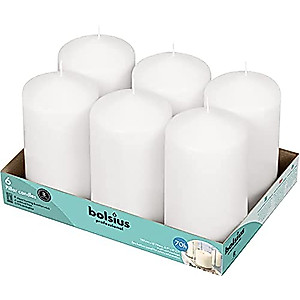 BOLSIUS 12 Count White Pillar Candles - 3 X 6 Inches - Premium European Quality - 70 Hour Burn Time - Unscented Dripless Smokeless Candles - Great For Home Décor, Dinner, Party, Wedding & Everyday Use